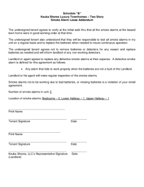 Fillable Online Smoke Detector Addendum To Lease Agreement - Fill ...