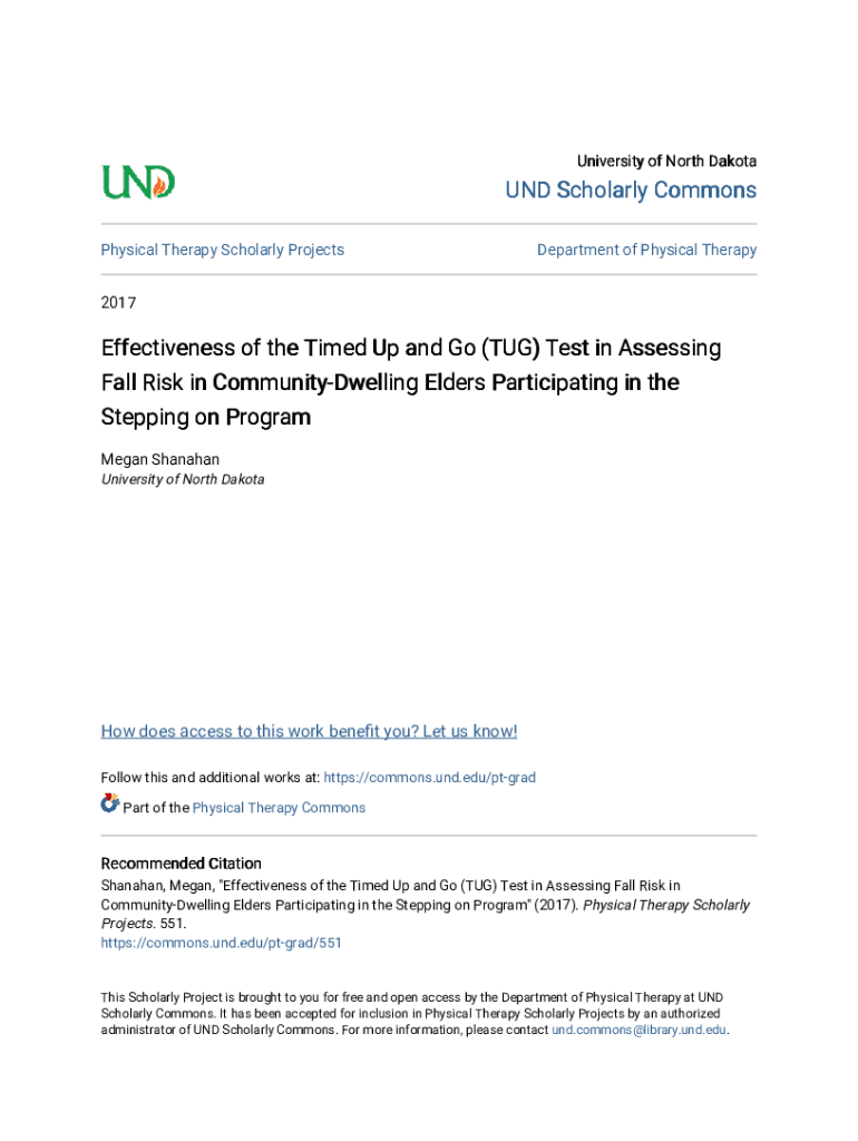 Fillable Online Effectiveness of the Timed Up and Go (TUG) Test in ...