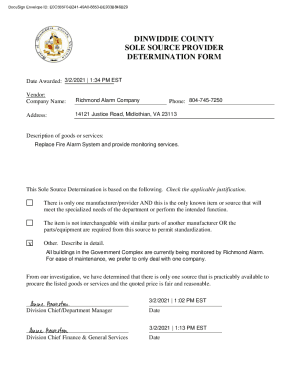 Fillable Online NOTICE OF SOLE SOURCE AWARD Fax Email Print - pdfFiller