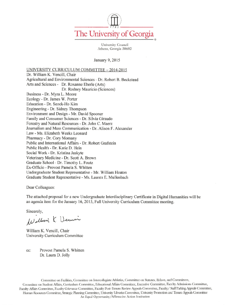 Fillable Online reg uga proposal for an interdisciplinary certificate ...