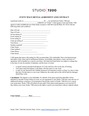 Fillable Online Event Space Rental Agreement and Contract Fax Email ...