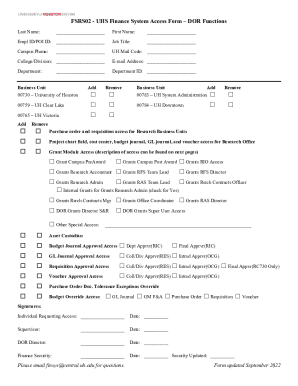 Fillable Online UHS Finance System Access Form For Financial Reporting ...