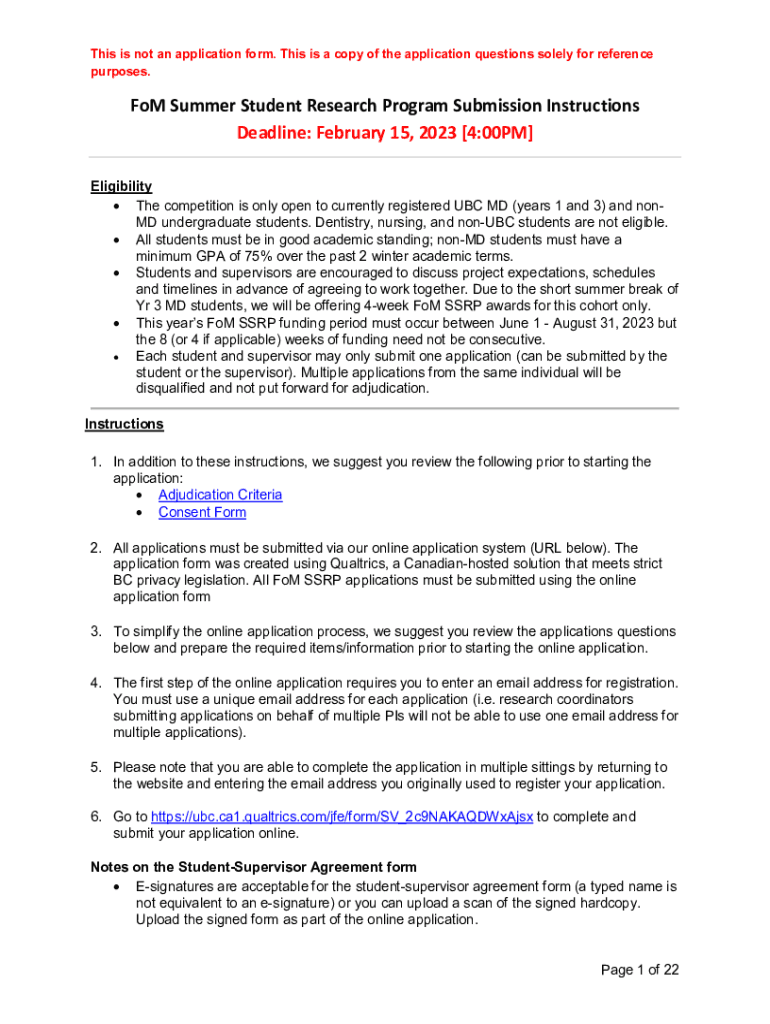 Fillable Online med-fom-faculty sites olt ubc FoM SSRP Application Fax ...