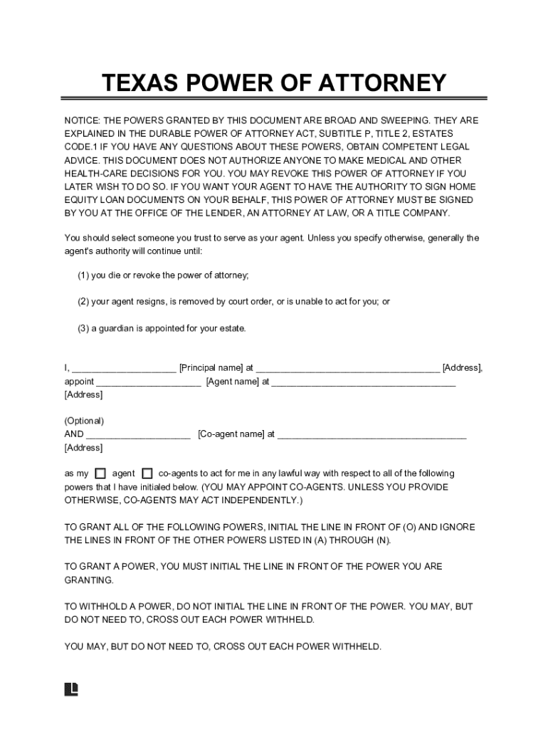 Fillable Online Texas Power Of Attorney Legal Templates Fax Email Print ...