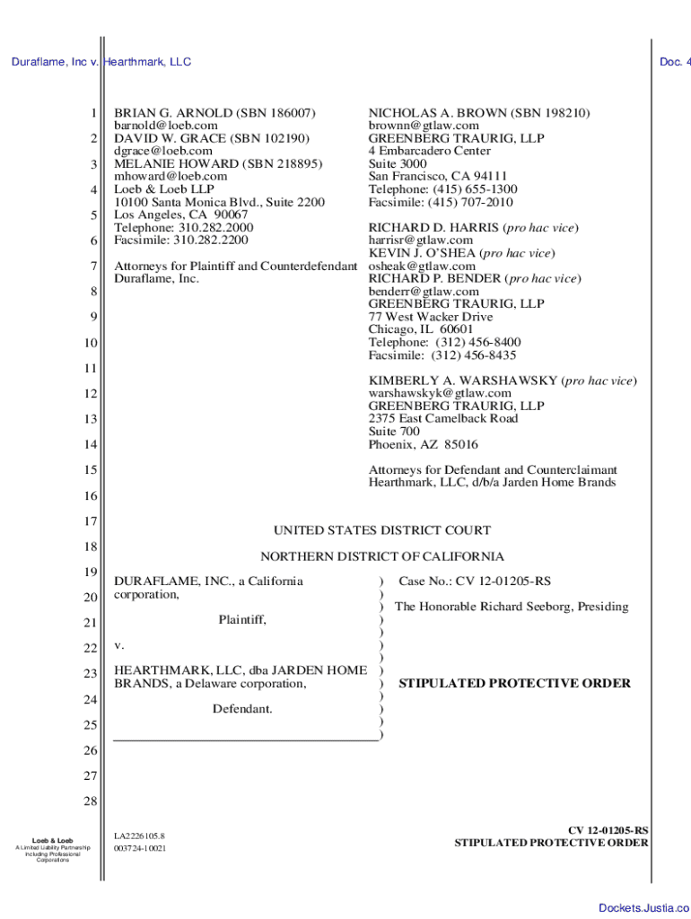 Fillable Online STIPULATED PROTECTIVE ORDER. Signed by Judge Richard ... Fax Email Print - pdfFiller
