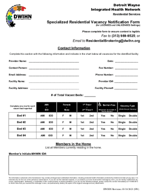 Fillable Online Residential 30-Day / Emergency Discharge Guidelines Fax ...