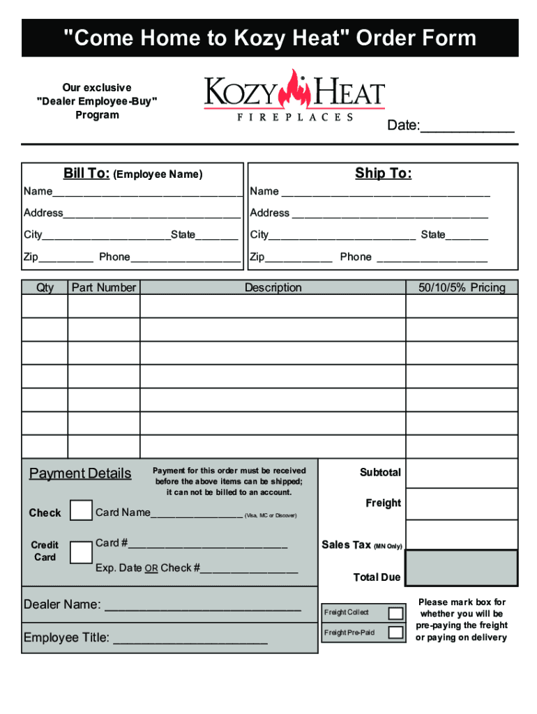 Fillable Online Come Home to Kozy Order Form.xls-Compatibility Mode Fax Email Print - pdfFiller