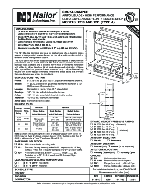 Fillable Online Submittal, Models 1210 and 1211 Type A, Smoke Damper ...