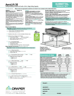 Fillable Online Draper 300319 Aero Lift 35 Projector Lift - Up to 24.5 ...