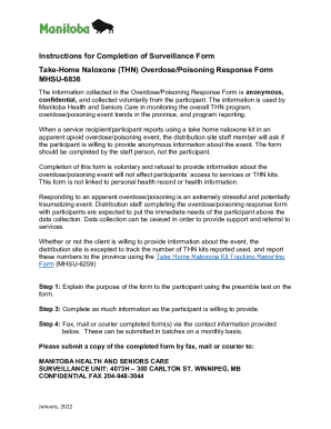 Fillable Online Instructions for Completion of Surveillance Form Take ...