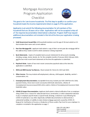 Fillable Online Mortgage Assistance Program Application Checklist Fax ...