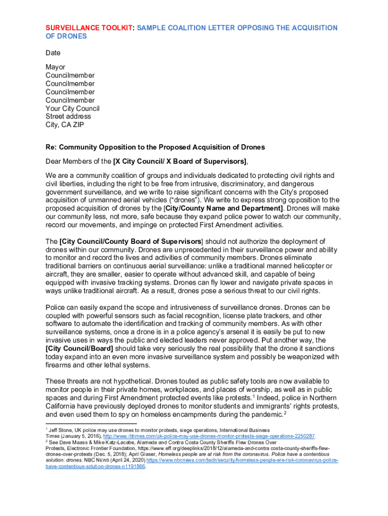 Fillable Online sample coalition letter opposing the acquisition Fax ...