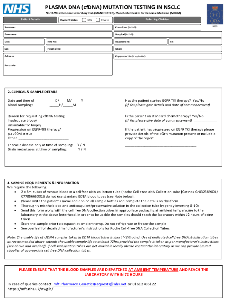 Fillable Online Circulating tumour DNA analysis to direct therapy in ...