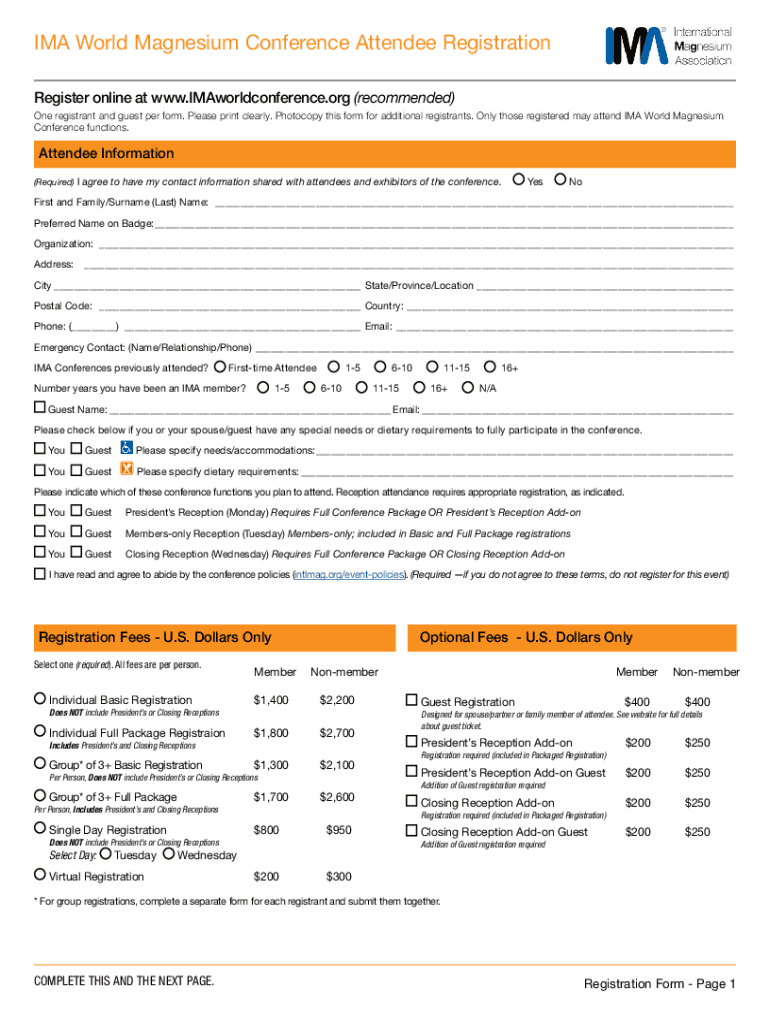 Fillable Online The 80th Annual IMA World Magnesium Conference is ...