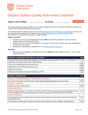 Fillable Online Quality Assurance Checklist for evaluating online ...