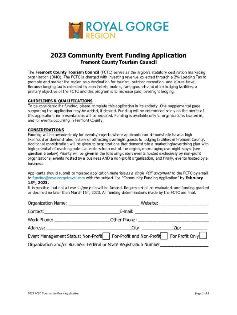 Fillable Online Tourism division moves to county-based grant application ... Fax Email Print ...