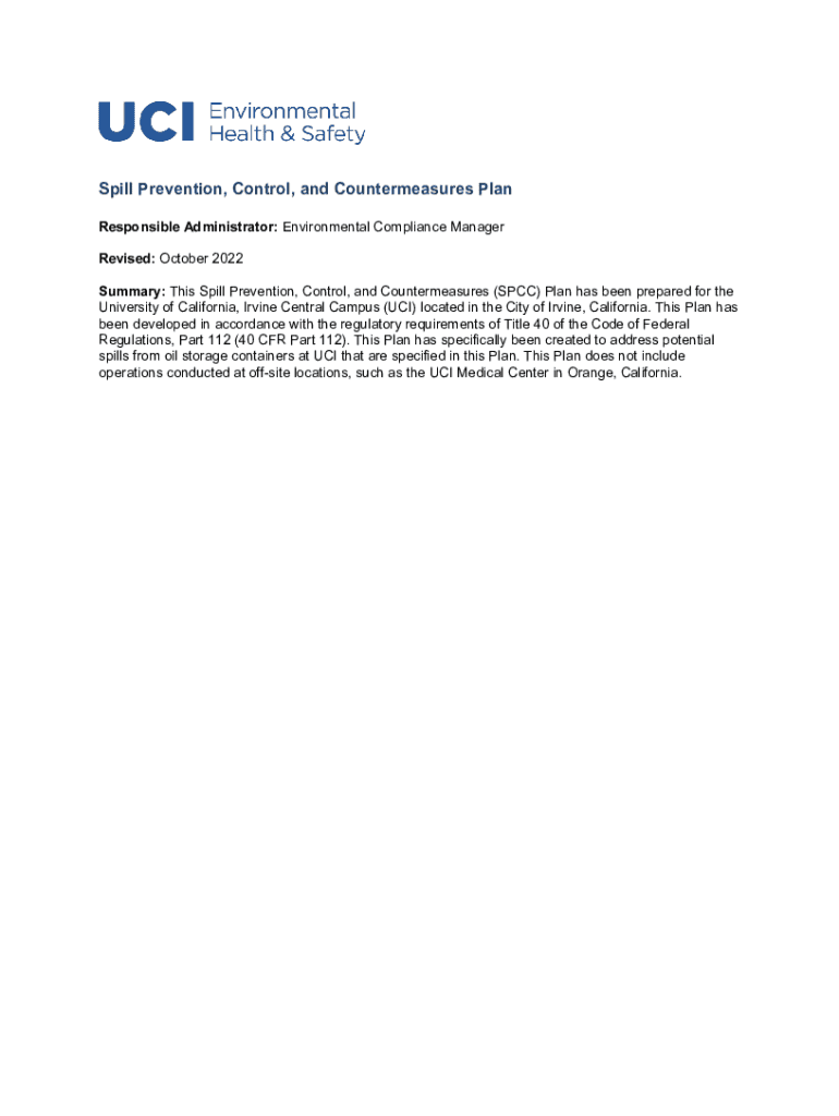Fillable Online Spill Prevention, Control, and Countermeasure (SPCC ...