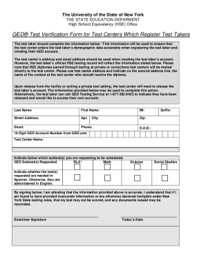 Fillable Online GED Test Verification Form Fax Email Print - pdfFiller