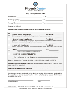 Fillable Online Drug Testing Referral Form Fax Email Print - pdfFiller