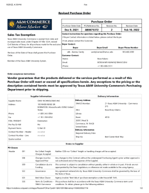 Fillable Online Sales Tax Exemption Purchase Order For Order Acceptance ...