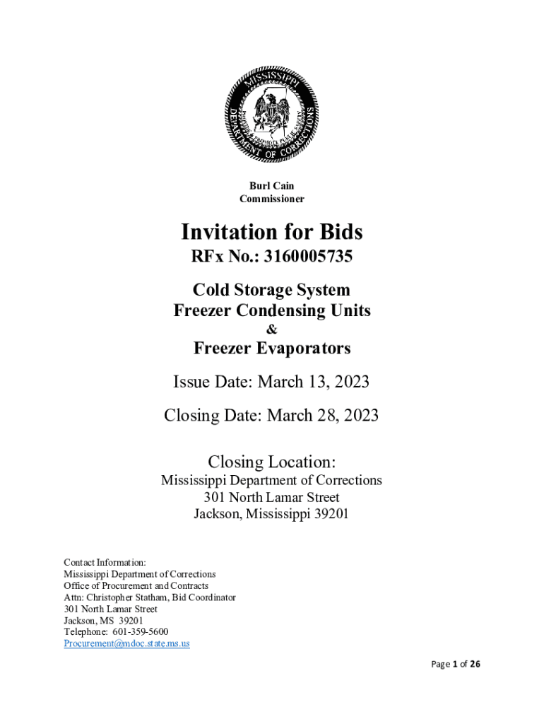 Fillable Online Invitation for Bids - Mississippi Department of ...