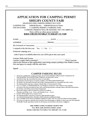 Fillable Online Camping Permit - Fill Online, Printable, Fillable, Blank Fax Email Print - pdfFiller
