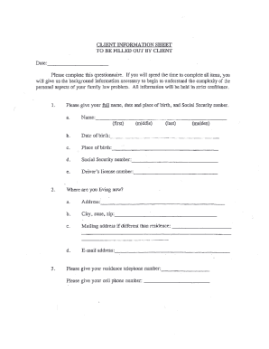 Fillable Online Cleaning Client Information Sheet Form Template Fax ...