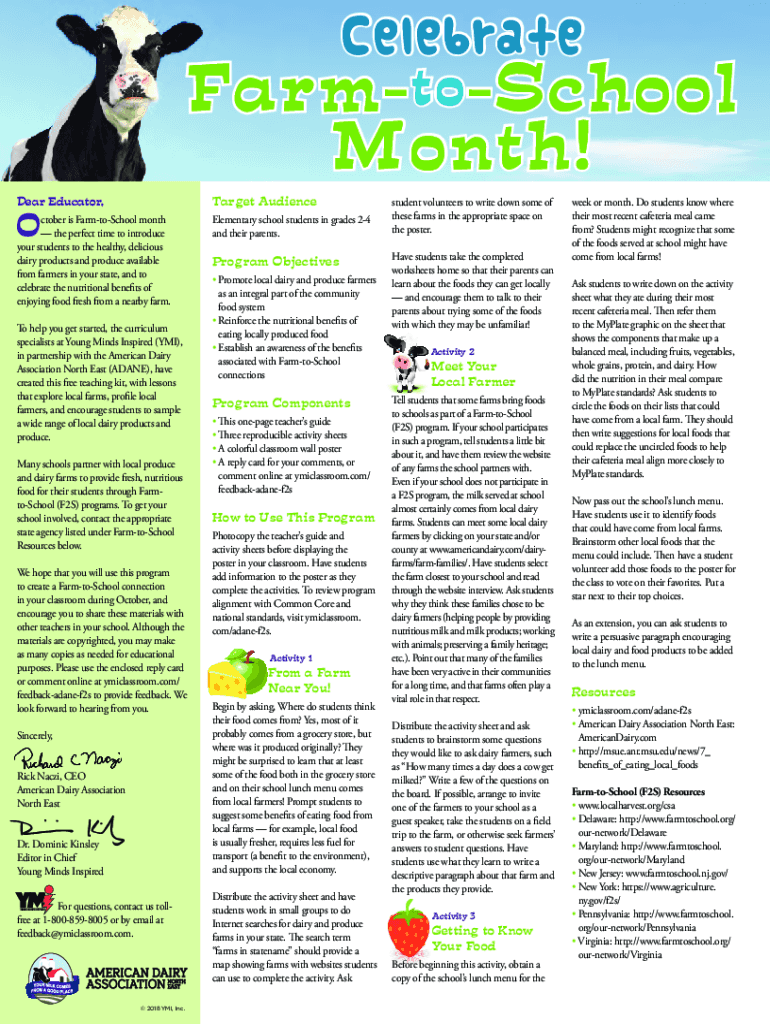 Fillable Online Five Reasons Why You Should Celebrate Farm to School ...