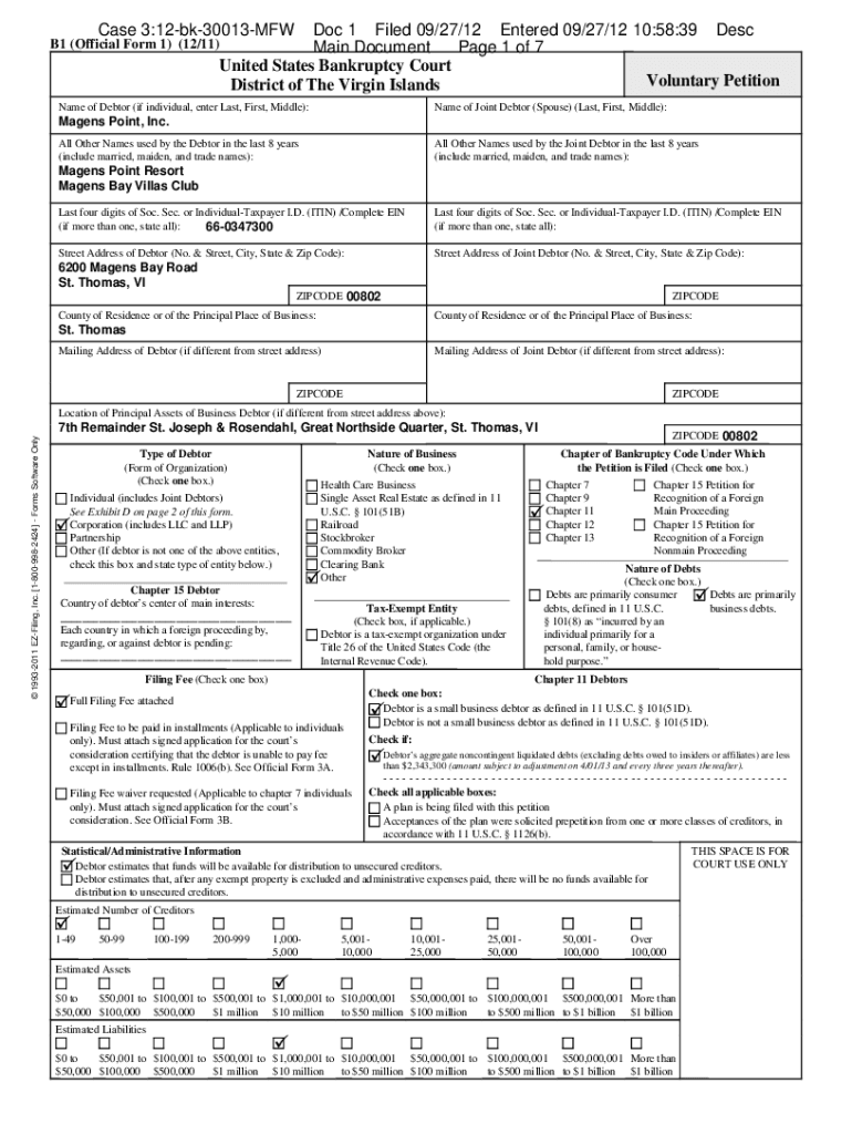 Fillable Online Bankruptcy Petition Sample Fax Email Print - pdfFiller