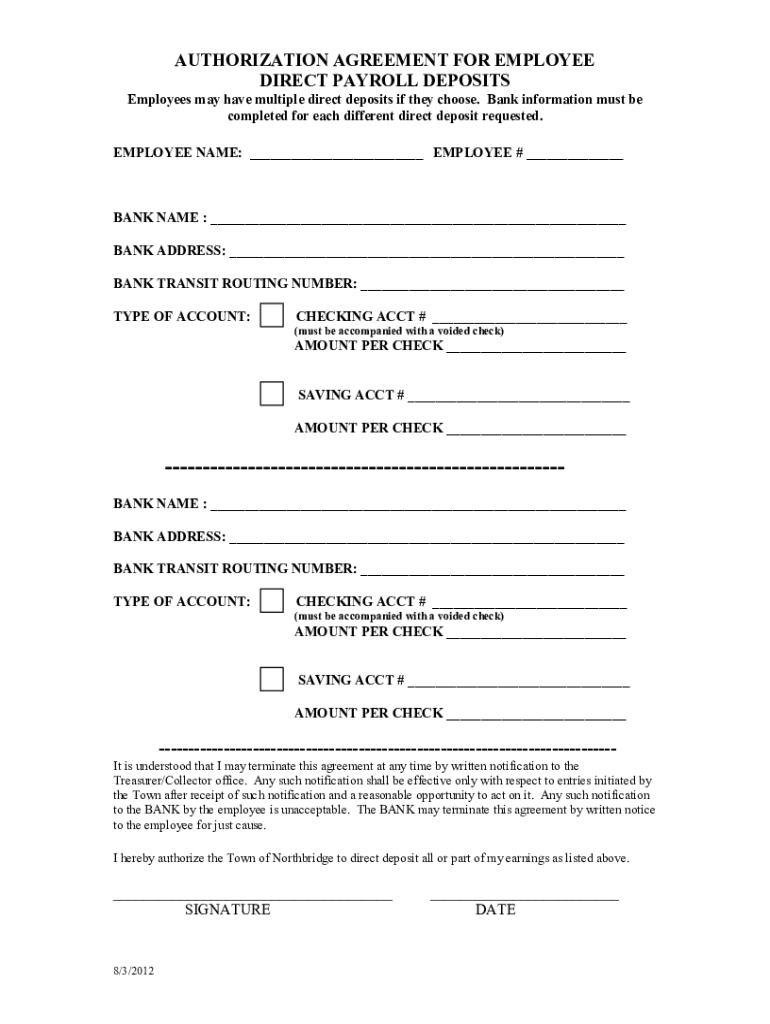 Fillable Online AUTHORIZATION AGREEMENT FOR EMPLOYEE DIRECT ... Fax ...