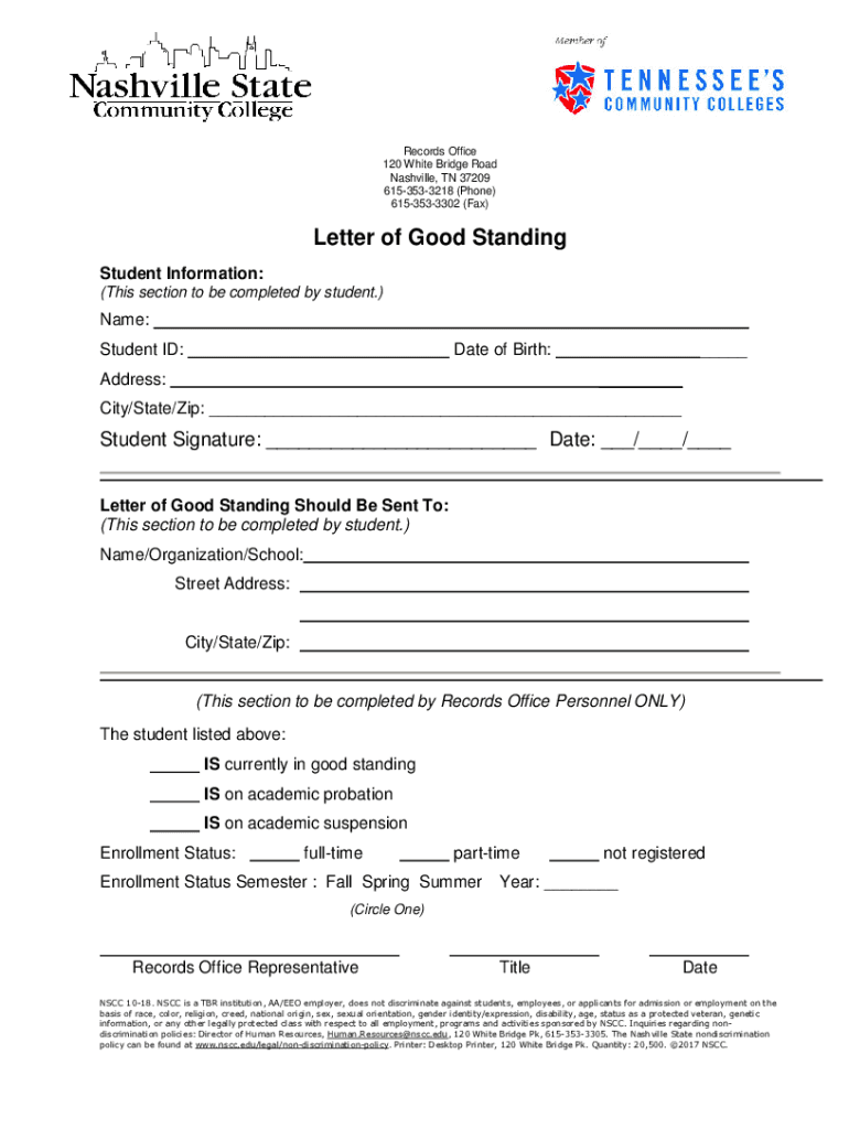 Fillable Online Letter of Good Standing Form.doc Fax Email Print ...