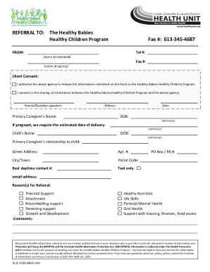 Fillable Online Healthy Babies Healthy Children Program Referral Form ...