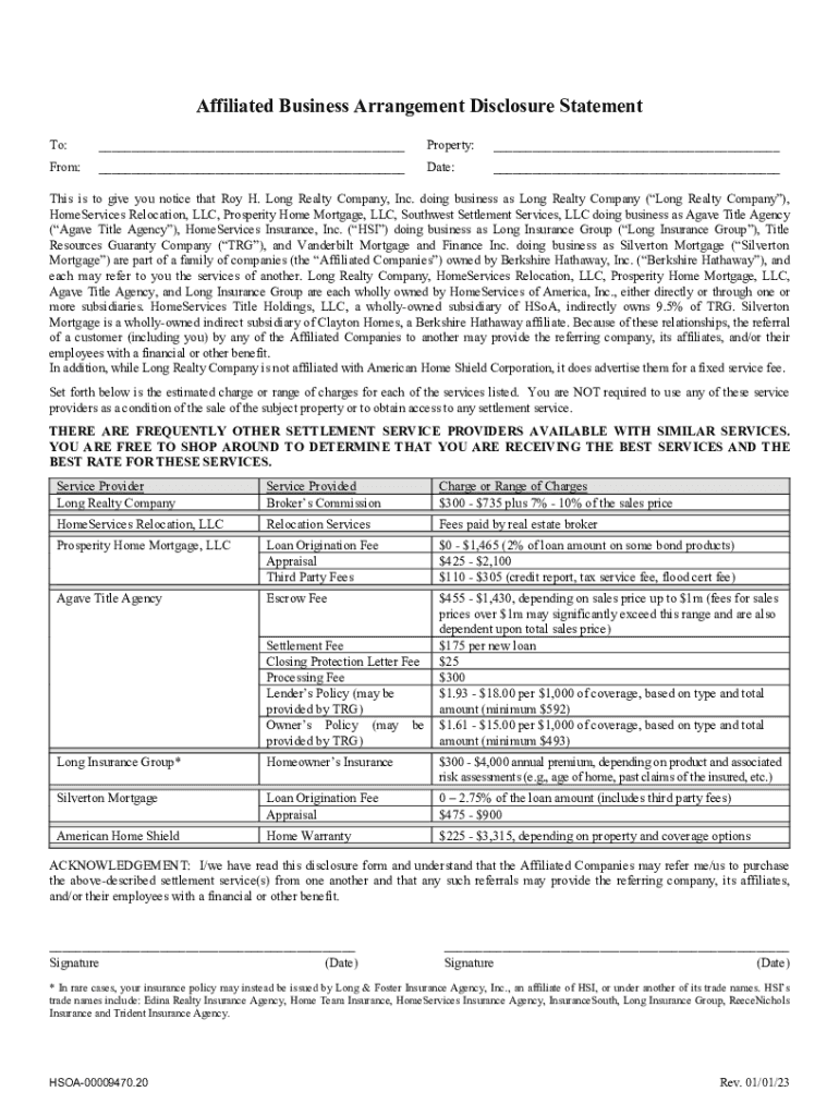 Fillable Online Sample Affiliated Business Arrangement Disclosure Fax ...