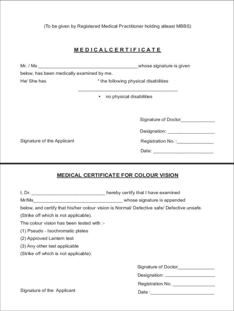 Fillable Online Medical certificate of fitness sample Fax Email Print ...