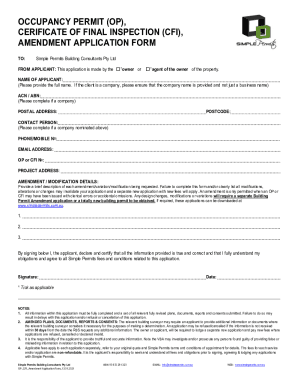 Fillable Online OCCUPANCY PERMIT (OP), CERIFICATE OF FINAL INSPECTION ... Fax Email Print ...