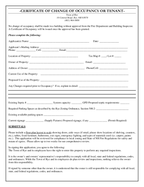 Fillable Online CERTIFICATE OF CHANGE OF OCCUPANCY - Rye NH Fax Email ...