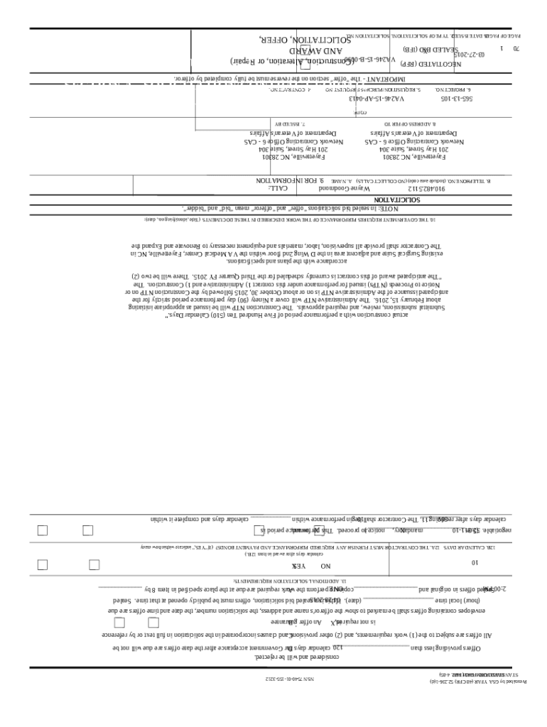 solicitation/contract 66 - VA Vendor Portal Doc Template | pdfFiller