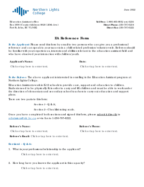 Fillable Online EA Reference Form Fax Email Print - pdfFiller