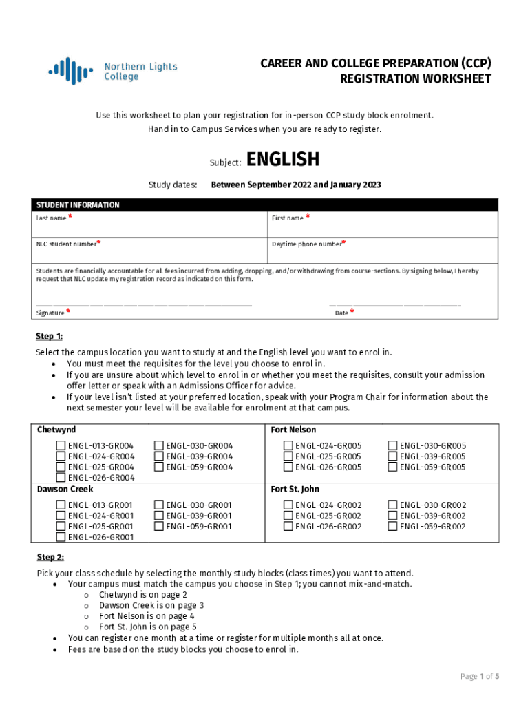 Fillable Online Career and College Preparation Course Registration Fax ...