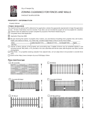 Fillable Online Zoning Clearance for Fences and Walls - City of Temple ...