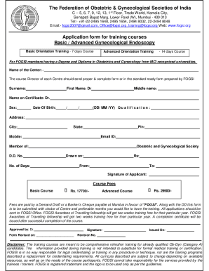Fillable Online Application form for training courses Basic / Advanced ... Fax Email Print ...
