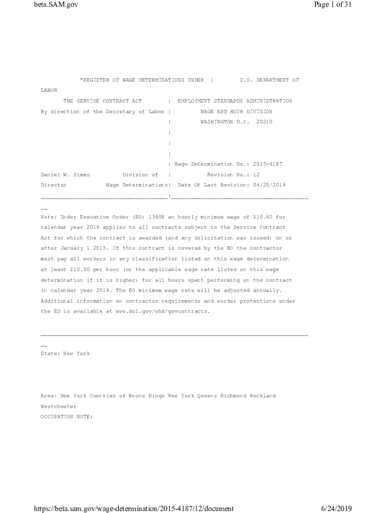 Fillable Online part 4labor standards for federal service contracts Fax ...