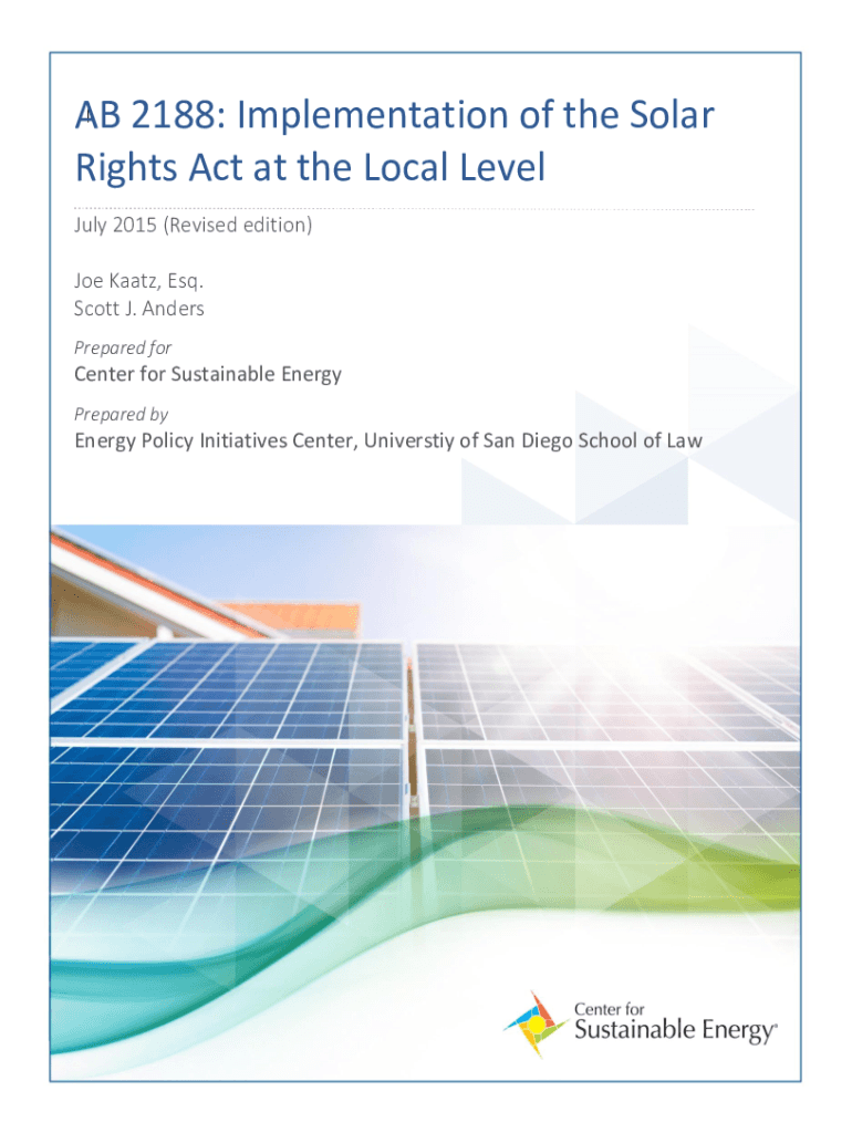 Fillable Online AB 2188: Implementation of the Solar Rights Act at the ...