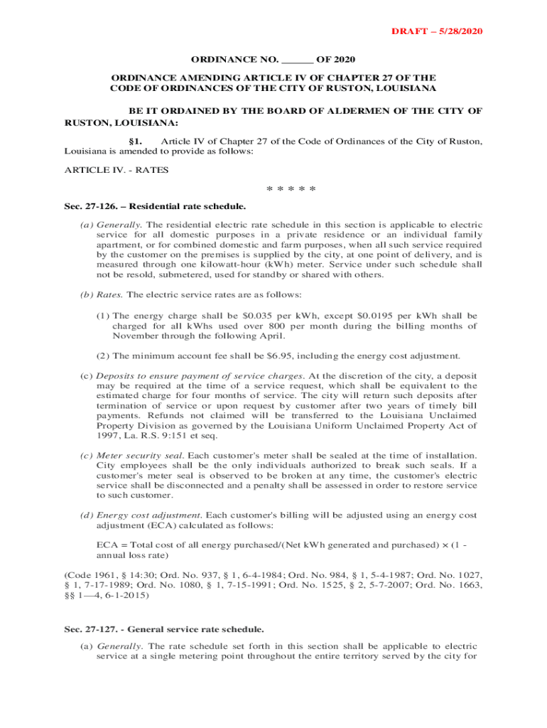 Fillable Online Code of OrdinancesRuston, LA - Municode Library Fax ...