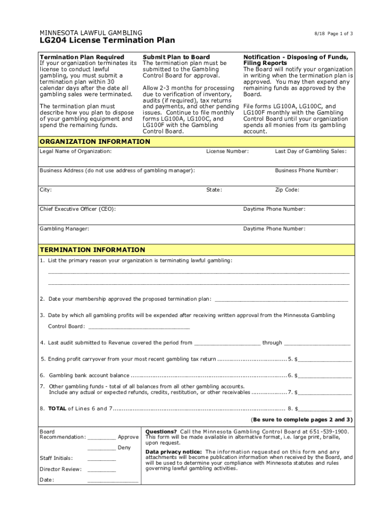 Fillable Online LG204 License Termination Plan Fax Email Print - pdfFiller