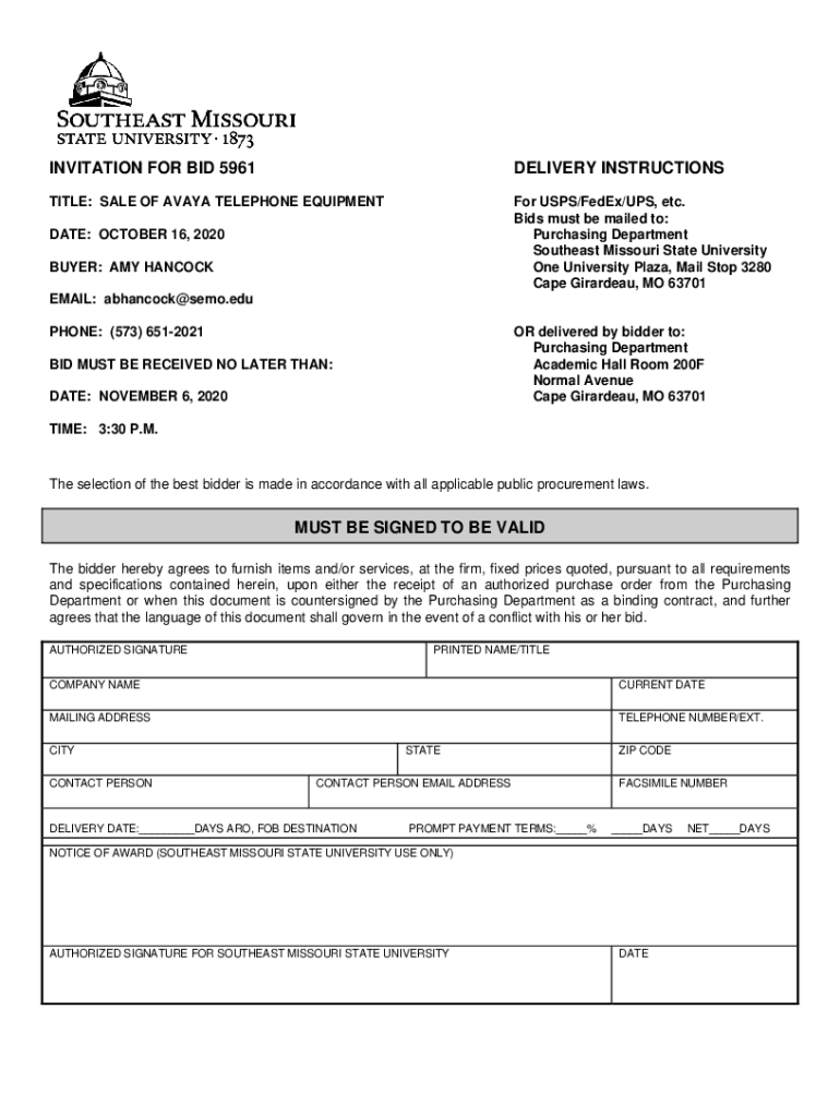 Fillable Online DELIVERY INSTRUCTIONS REQUEST FOR PROPOSAL ... Fax ...