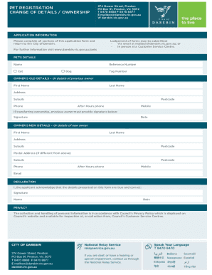 Fillable Online Dog Registration Darebin - Fill Online, Printable ...