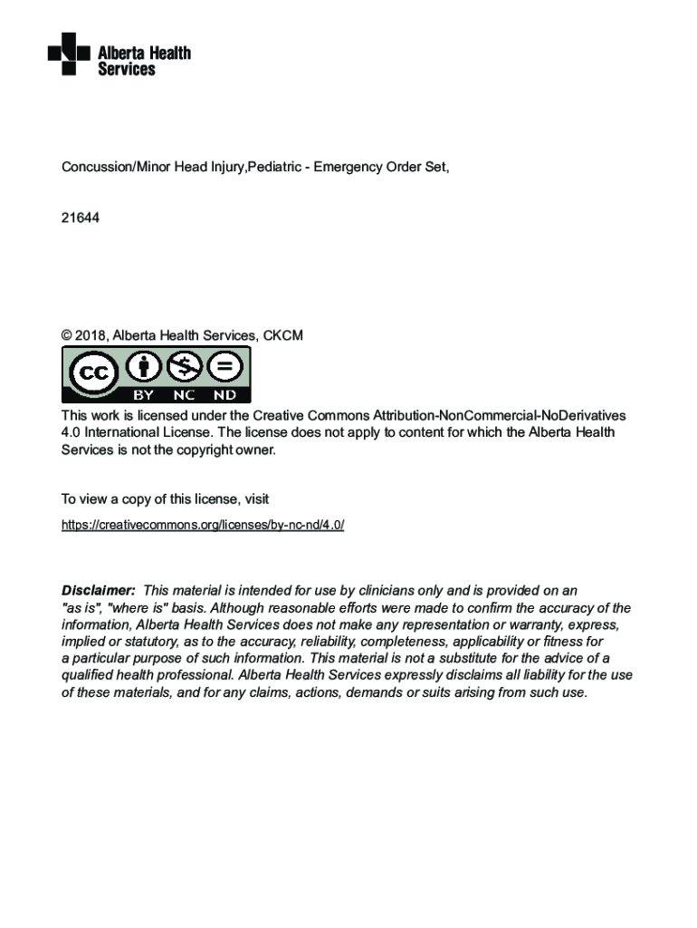 Fillable Online Concussion/Minor Head Injury, Pediatric - Emergency ...