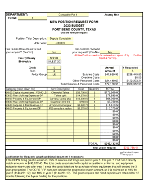 Fillable Online NEW POSITION REQUEST FORM 2023 BUDGET FORT ... Fax ...