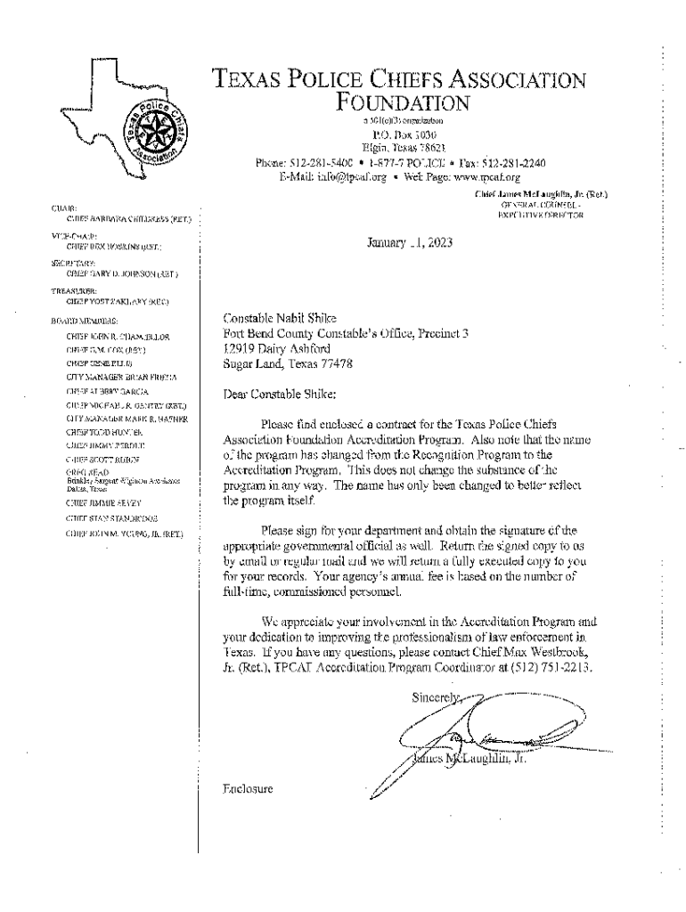 Fillable Online Texas Police Chiefs Association Agreement Fax Email ...